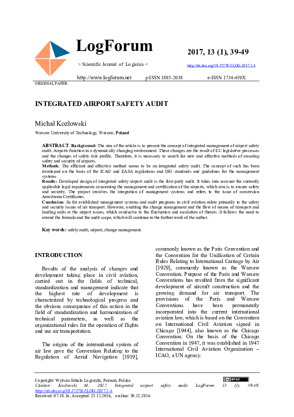 (PDF) INTEGRATED AIRPORT SAFETY AUDIT