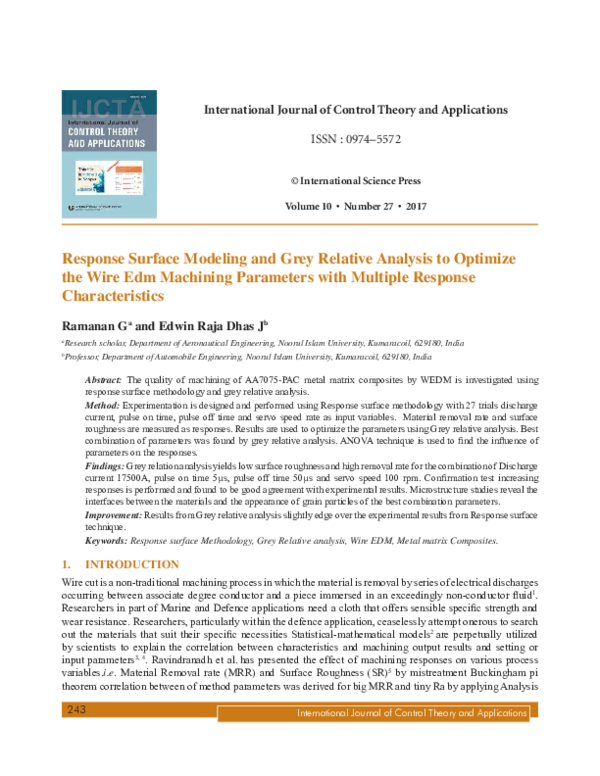 (PDF) Response Surface Modeling and Grey Relative Analysis to Optimize ...