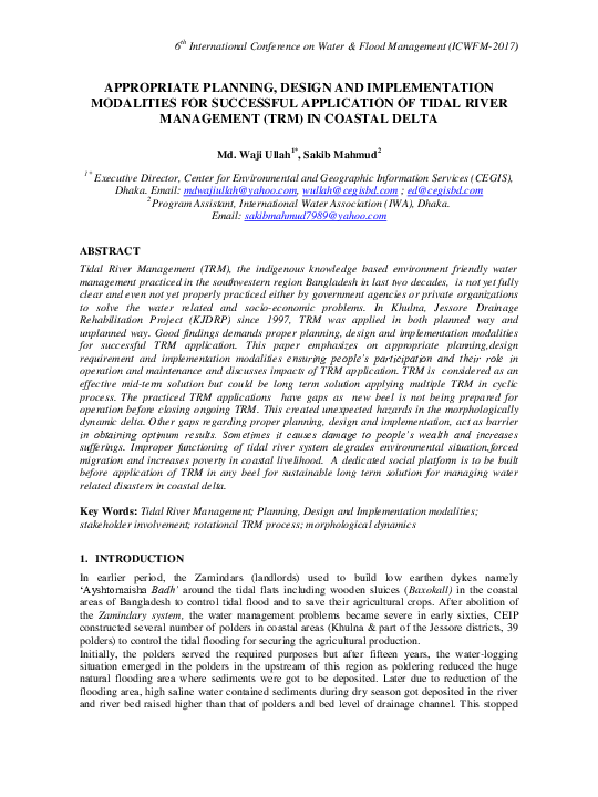 (PDF) APPROPRIATE PLANNING, DESIGN AND IMPLEMENTATION MODALITIES FOR ...