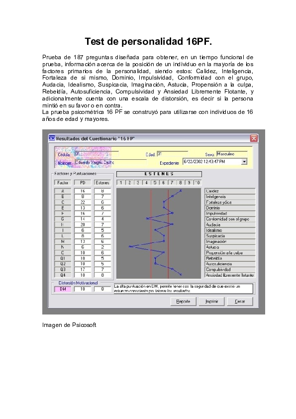 (DOC) Test de personalidad 16PF