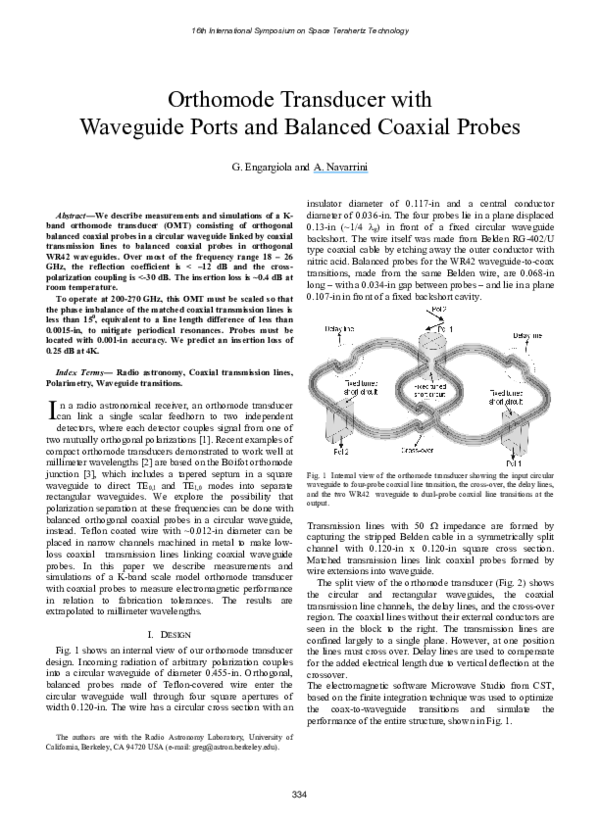 (PDF) K-band orthomode transducer with waveguide ports and balanced ...