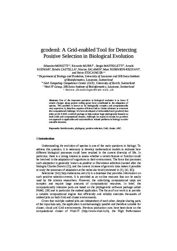 (PDF) gcodeml: a Grid-enabled tool for detecting positive selection in biological evolution ...