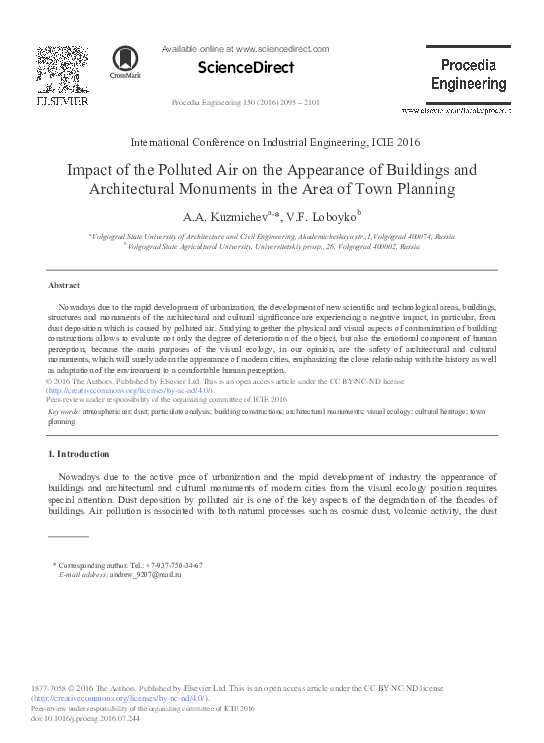 (PDF) Impact of the Polluted Air on the Appearance of Buildings and ...