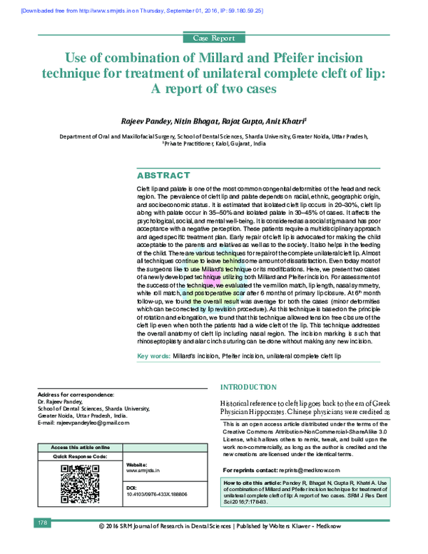 (PDF) Use of combination of Millard and Pfeifer incision technique for ...