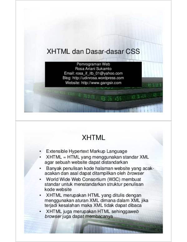 (PDF) XHTML dan Dasar-dasar CSS