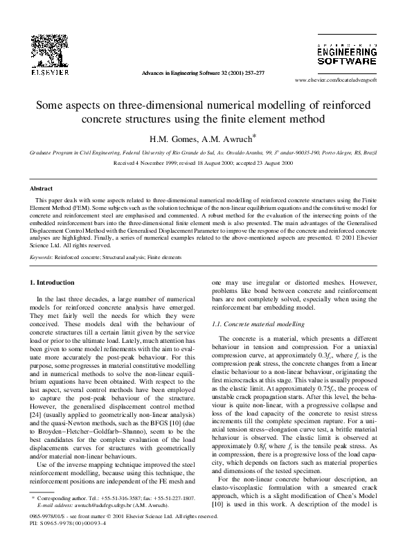 Pdf 3d Fem Modelling Of Reinforced Concrete