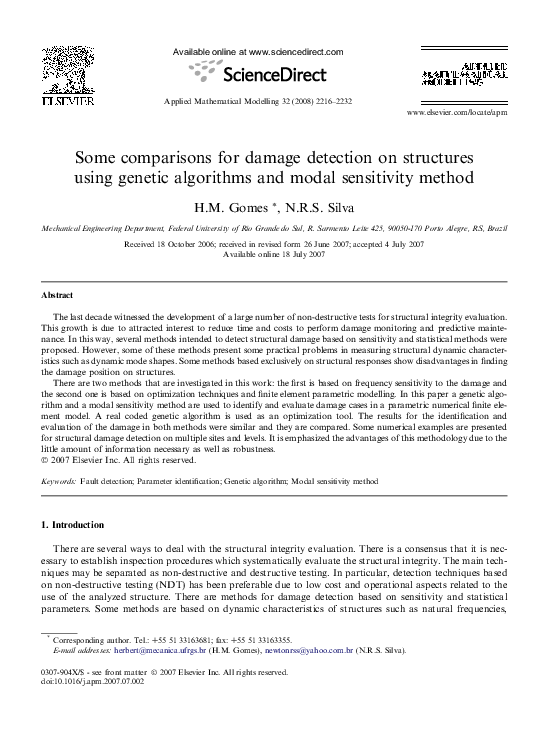 (PDF) Comparative Study on Damage Detection Methods