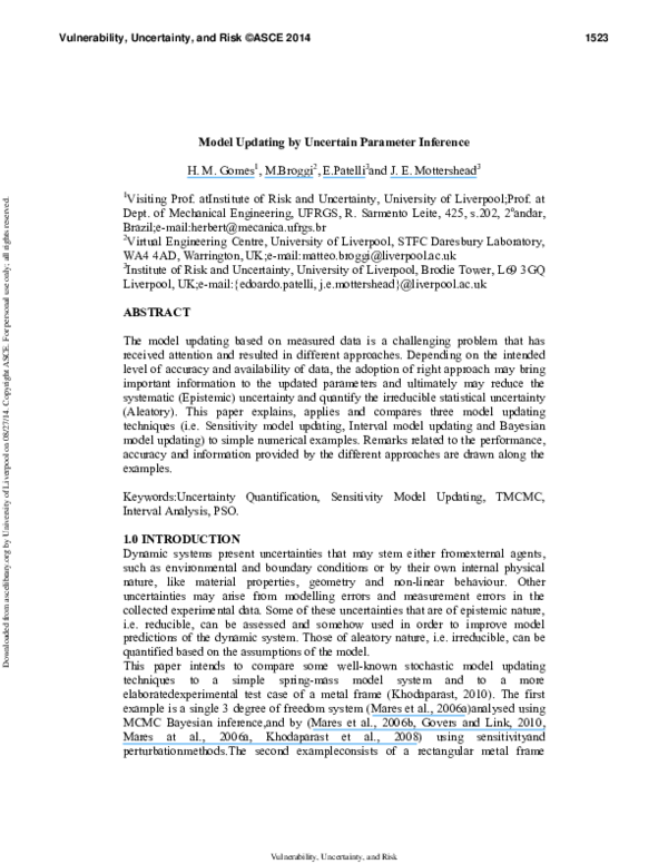 (PDF) Model Updating by Uncertain Parameter Inference