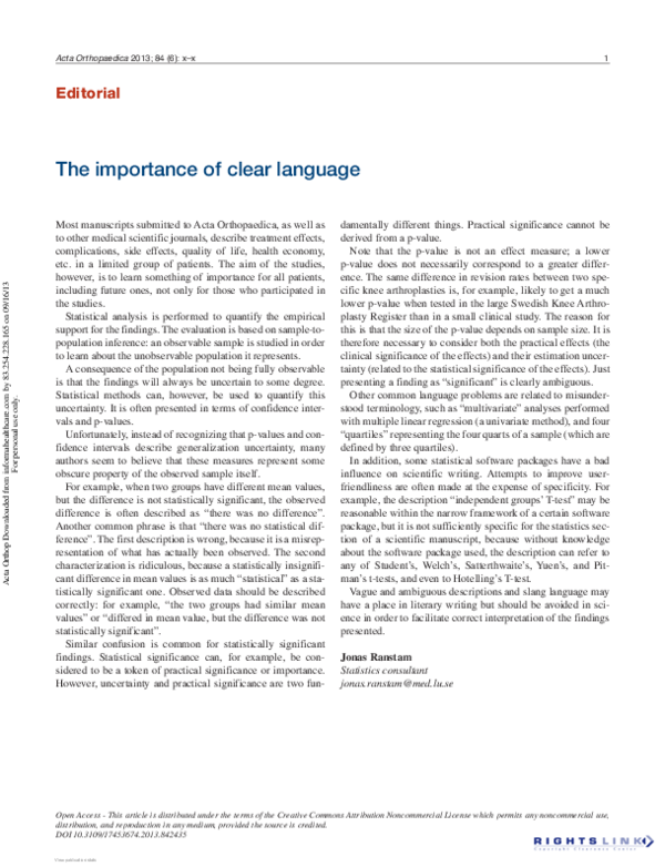 (PDF) The importance of clear language