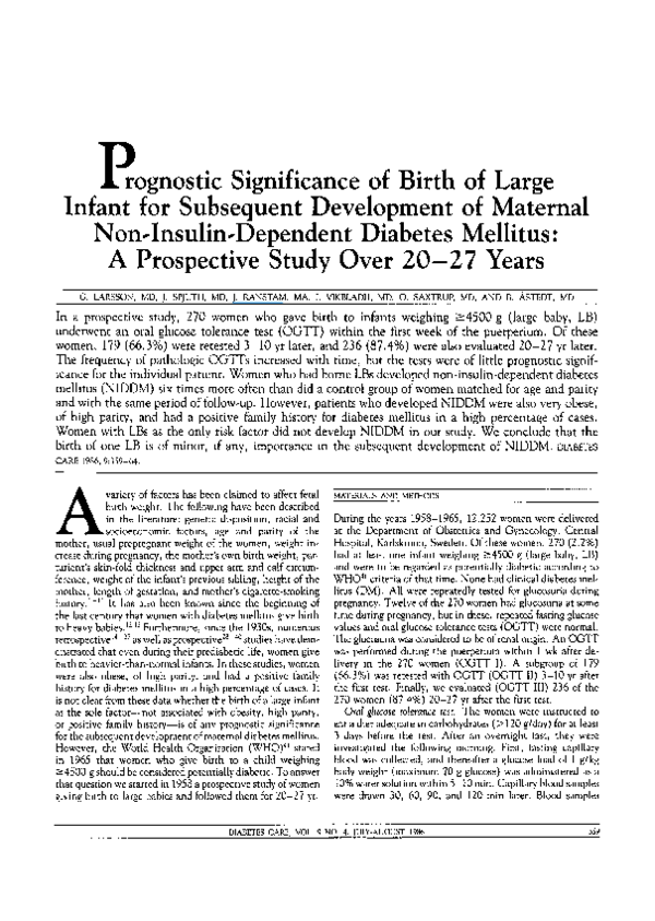 (PDF) Prognostic significance of birth of large infant for subsequent ...