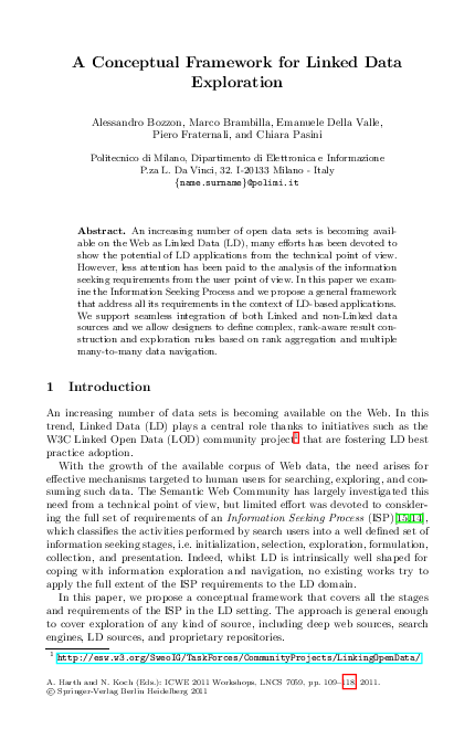 (PDF) A conceptual framework for linked data exploration