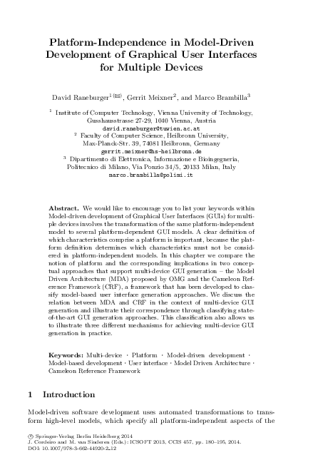 (PDF) Platform-independence in Model-based Multi-device UI Development | Marco Brambilla ...