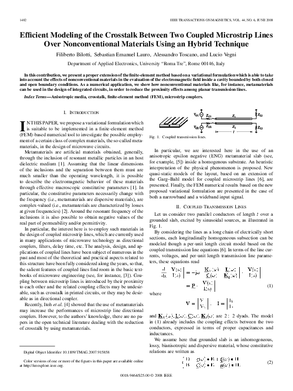 (PDF) Efficient Modeling of the Crosstalk Between Two Coupled Microstrip Lines Over ...