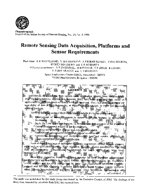 (PDF) Remote Sensing Data Acquisition, Platforms and Sensor Requirements