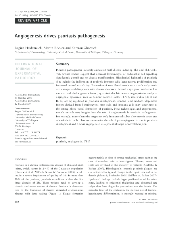 (PDF) Angiogenesis drives psoriasis pathogenesis