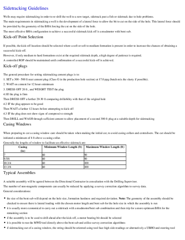 (PDF) Sidetracking Guidelines
