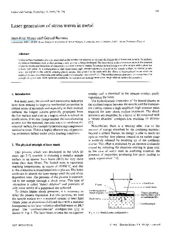 (PDF) Laser generation of stress waves in metal