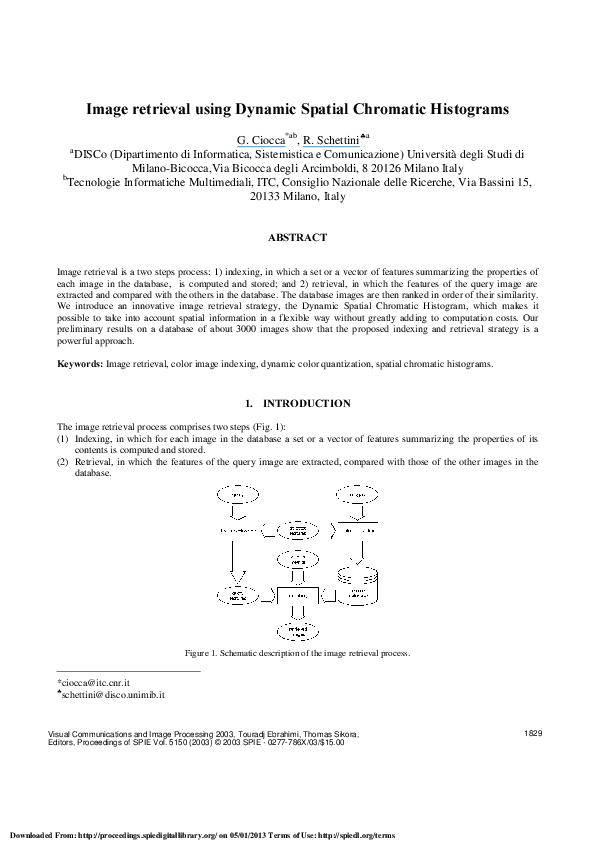 Pdf Image Retrieval Using Dynamic Spatial Chromatic Histograms