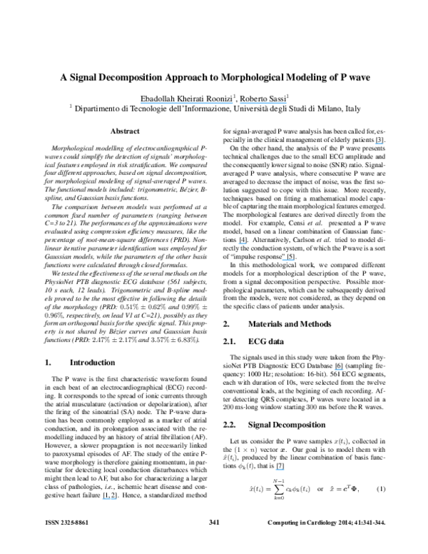 (PDF) A Signal Decomposition Approach to Morphological Modeling of P wave