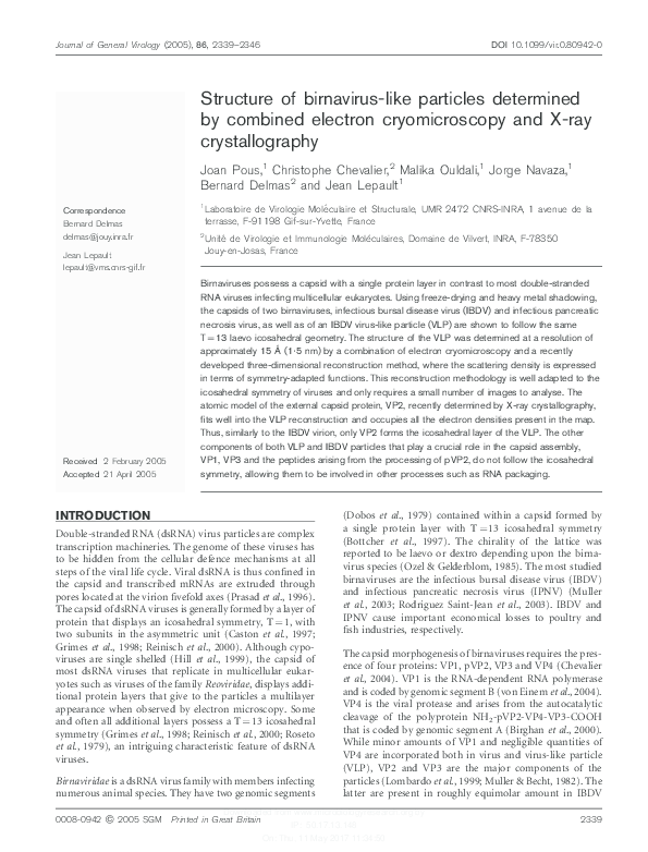 (PDF) Structure of birnavirus-like particles determined by combined ...