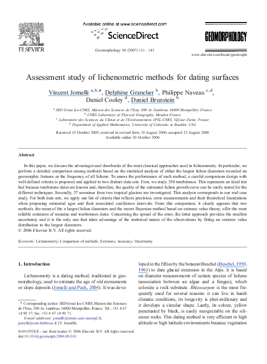 (PDF) Recent advance in lichenometry: the GEV method with an ...