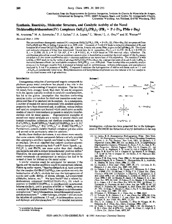 (PDF) Synthesis, reactivity, molecular structure, and catalytic ...