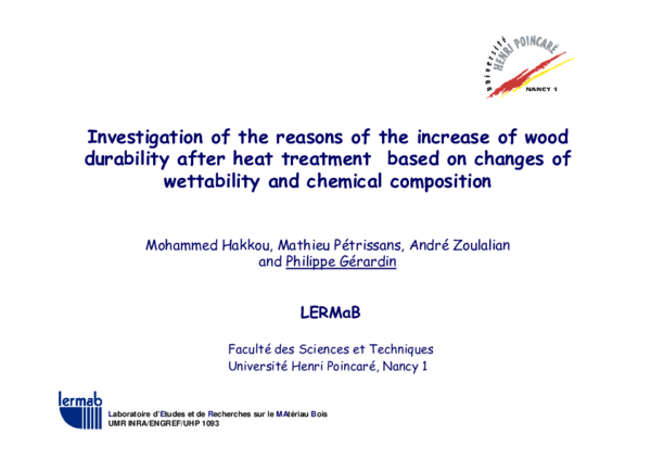 (PDF) Investigation of the reasons of the increase of wood durability ... (PDF) Investigation of the reasons of the increase of wood durability ...