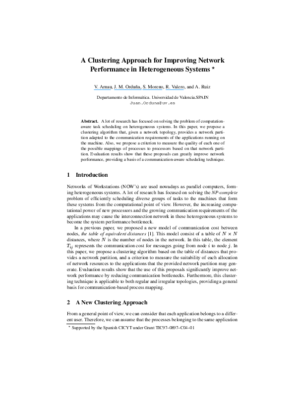 (PDF) A Clustering Approach for Improving Network Performance in Heterogeneous Systems