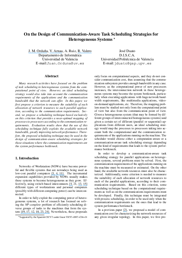 (PDF) On the design of communication-aware task scheduling strategies for heterogeneous systems ...