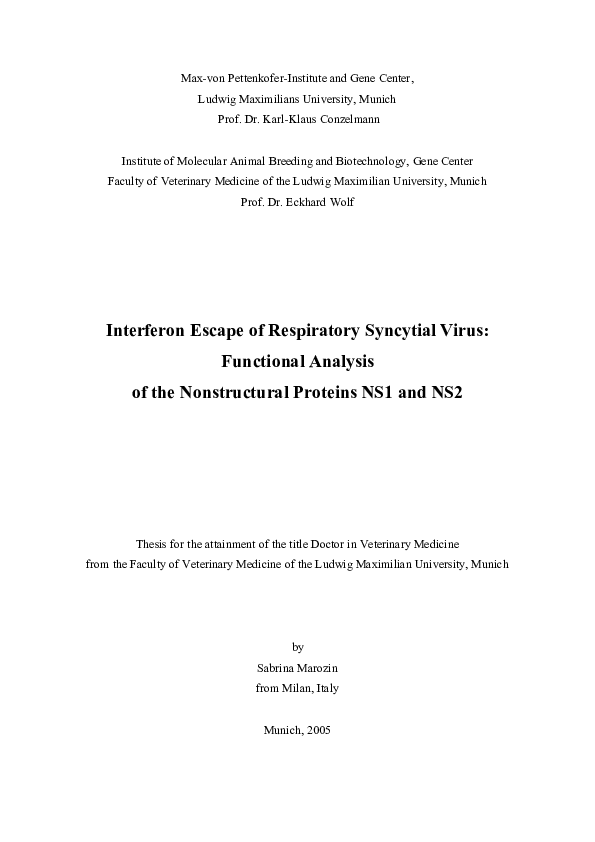 (PDF) Interferon Escape of Respiratory Syncytial Virus: Functional ...