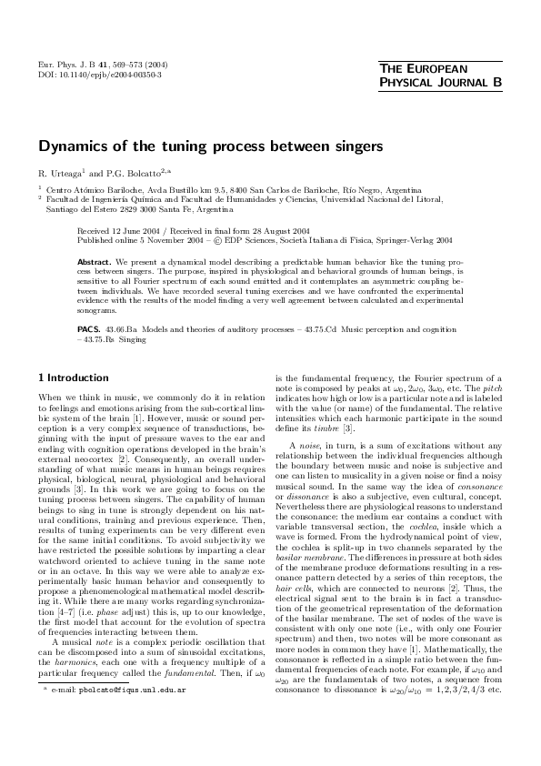 (PDF) Dynamics of the tuning process between singers