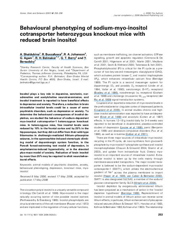 (PDF) Behavioural phenotyping of sodium-myo-inositol cotransporter ...