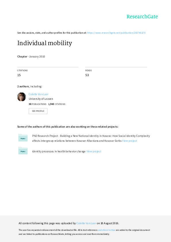 (PDF) Individual mobility