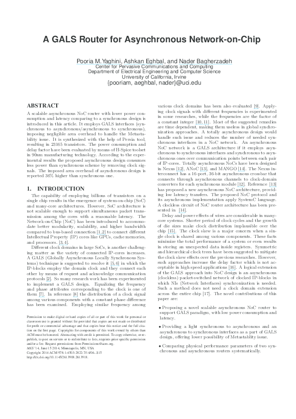 (PDF) A GALS Router for Asynchronous Network-on-Chip