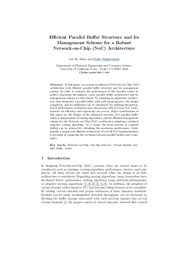 Pdf Efficient Parallel Buffer Structure And Its Management Scheme For A Robust Network On Chip