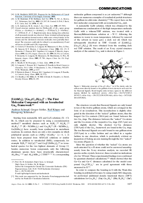 (PDF) [Li(thf)4]2+[Ga12(C13H9)10]2−: The First Molecular Compound with ...