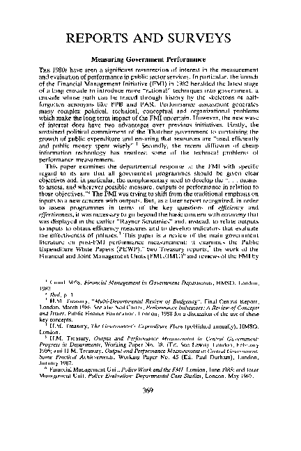 Measuring Government Performance