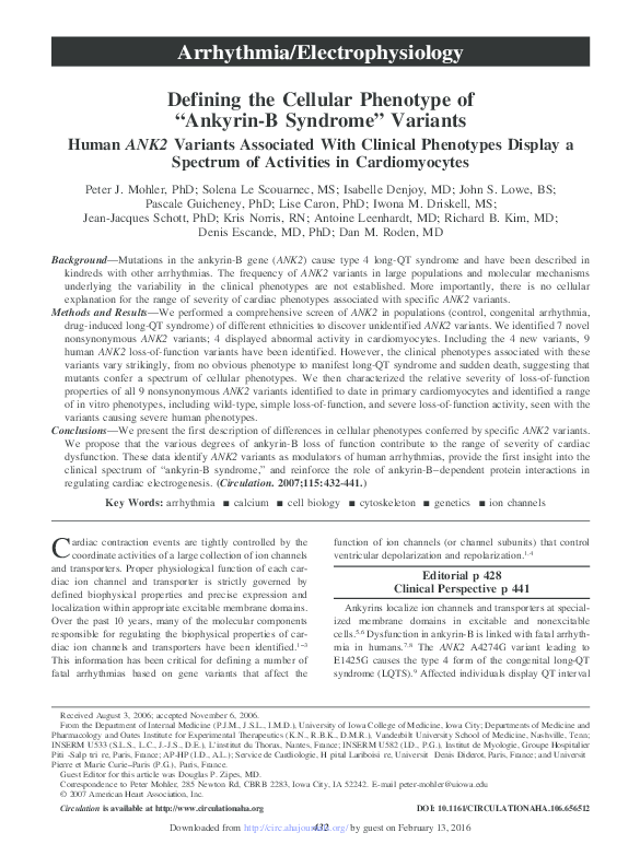 (PDF) Defining the Cellular Phenotype of "Ankyrin-B Syndrome" Variants ...