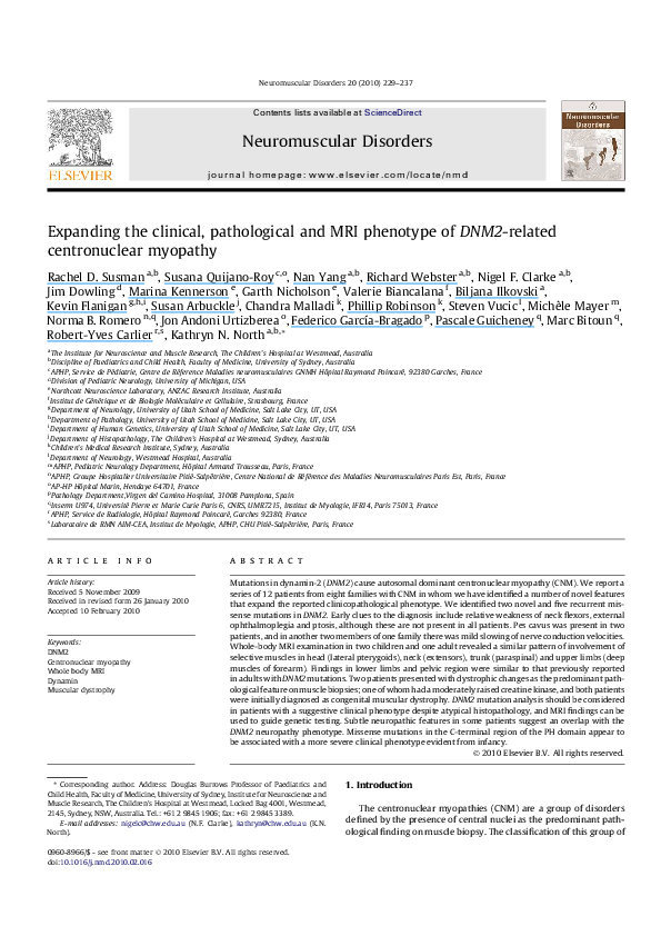 (PDF) Expanding the clinical, pathological and MRI phenotype of DNM2 ...