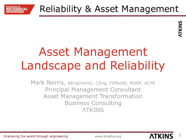(PDF) Asset Management Landscape and Reliability