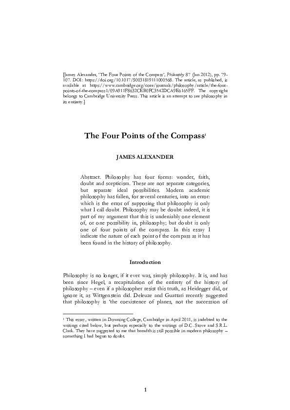 (PDF) The Four Points of the Compass (An Attempt to See Philosophy in ...