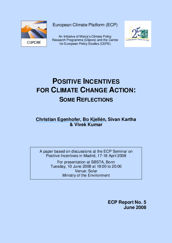(PDF) Positive Incentives for Climate Change Action: Some Reflections ...