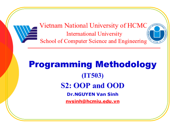Pdf Programming Methodology S2 Oop And Ood
