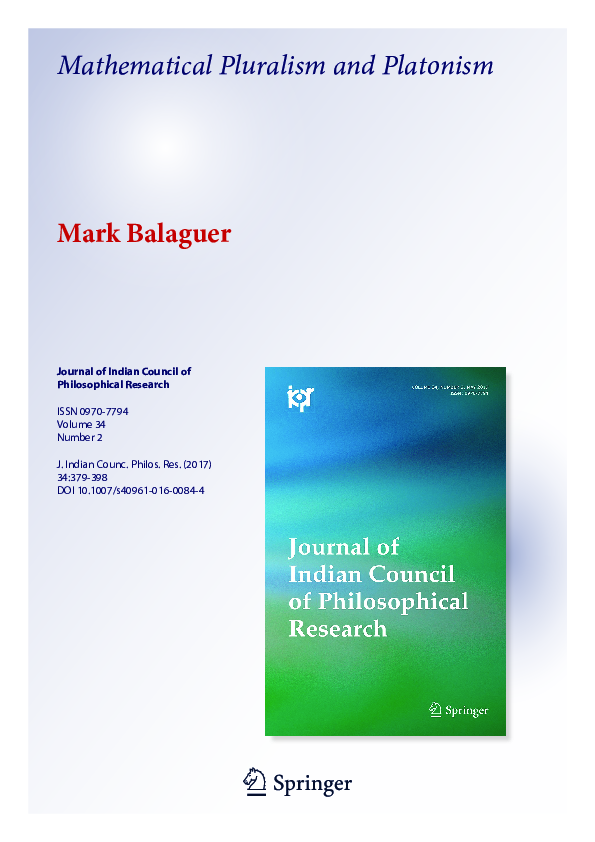 (PDF) Mathematical Pluralism and Platonism