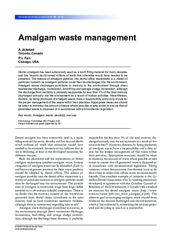 (PDF) Amalgam waste management