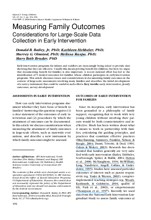 (PDF) Measuring family outcomes - Considerations for large-scale data ...