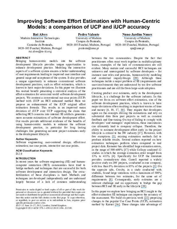 Pdf Improving Software Effort Estimation With Human Centric Models