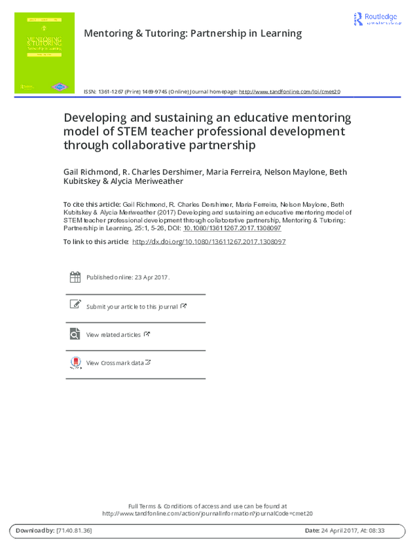 (PDF) Developing and sustaining an educative mentoring model of STEM ...