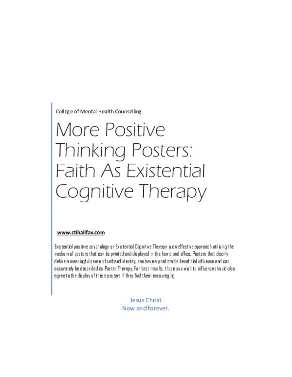 (PDF) More Positive Thinking Posters: Faith As Existential Cognitive ...