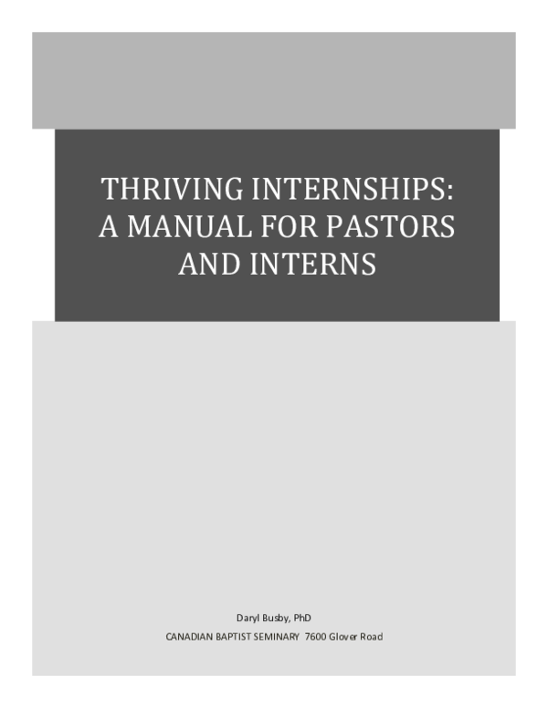 (PDF) THRIVING INTERNSHIPS: A MANUAL FOR PASTORS AND INTERNS